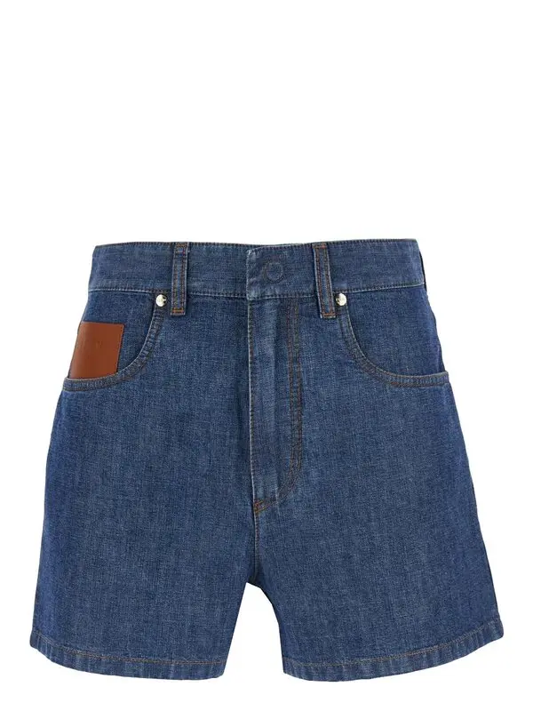 Fendi Chambray Denim Shorts - Multicolor