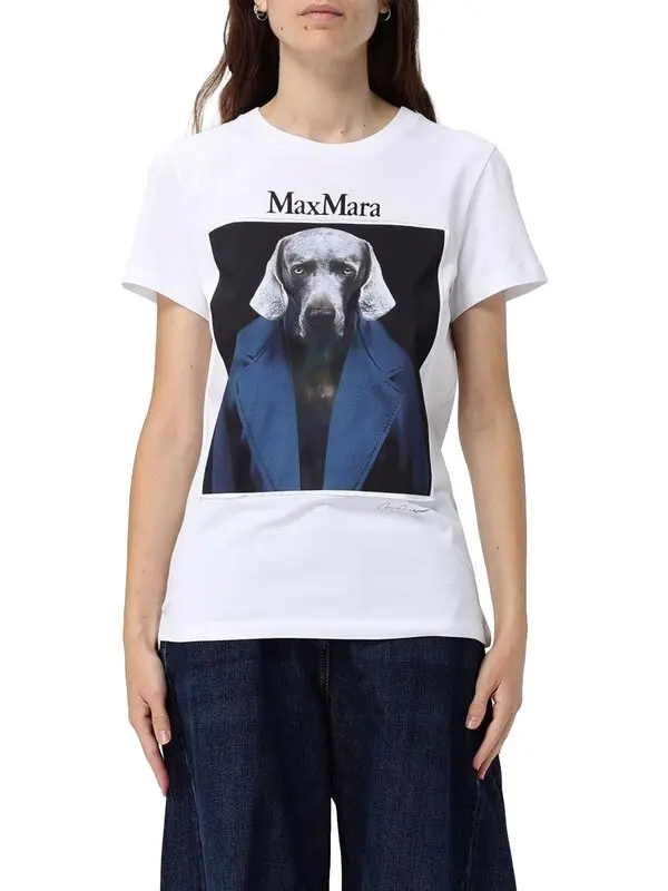 Max Mara Slim Fit Cotton T-shirt With Graphic Print - Multicolor