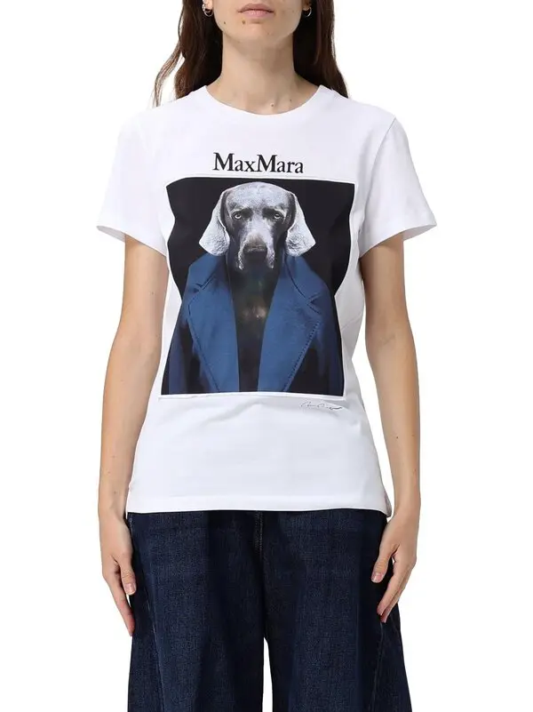 Max Mara Slim Fit Cotton T-shirt With Graphic Print - Multicolor