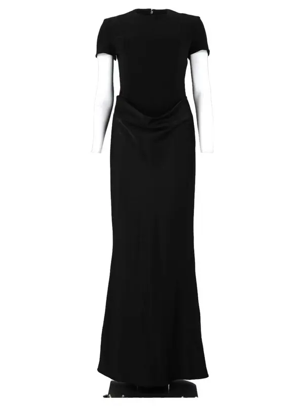ROTATE BY BIRGER CHRISTENSEN Short Sleeve Draped Maxi Dress - Black