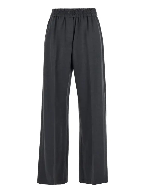Brunello Cucinelli Elasticized Waist Stretch Wool Blend Trousers - Multicolor