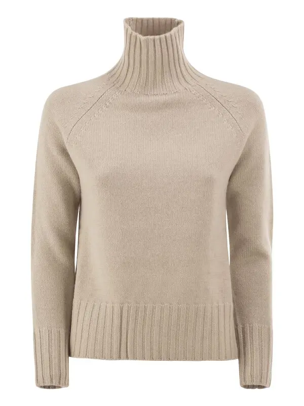 Max Mara Smmmantova Turtleneck In Wool And Cashmere Yarn - Multicolor
