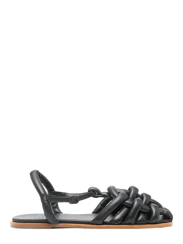 Hereu Leather Caged Sandals - Black