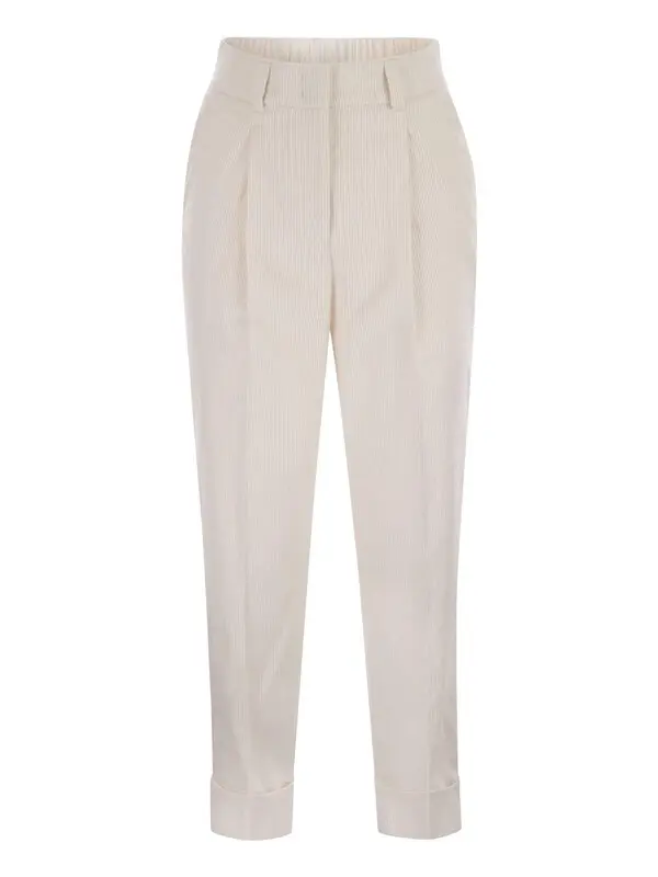 Peserico 500-stripe Velvet Trousers - Cream