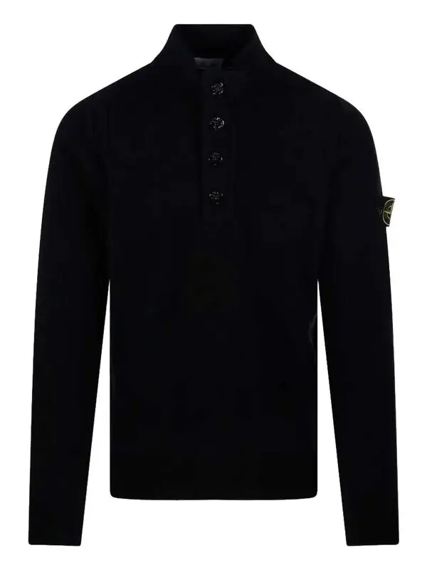 Stone Island Button-detail High-neck Sweater - Black