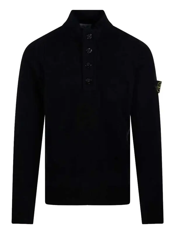 Stone Island Button-detail High-neck Sweater - Black