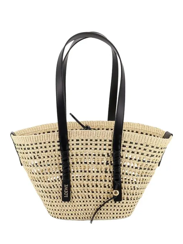Loewe Paula's Ibiza -braid Raffia And Leather Shoulder Bag - Multicolor