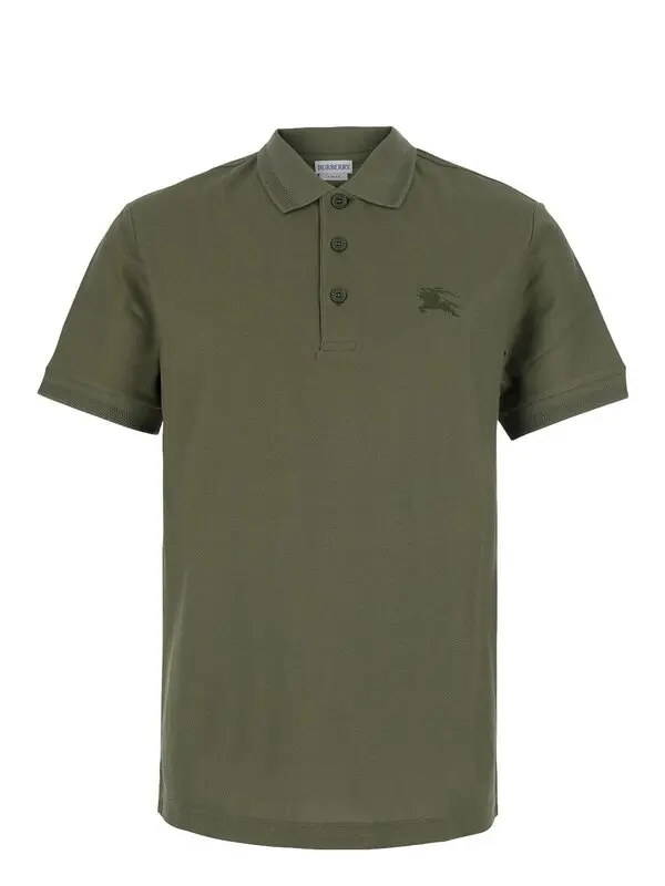Burberry Eddie Ekd' Green T-shirt With Round Neck And Logo On The Front In Cotton - Multicolor