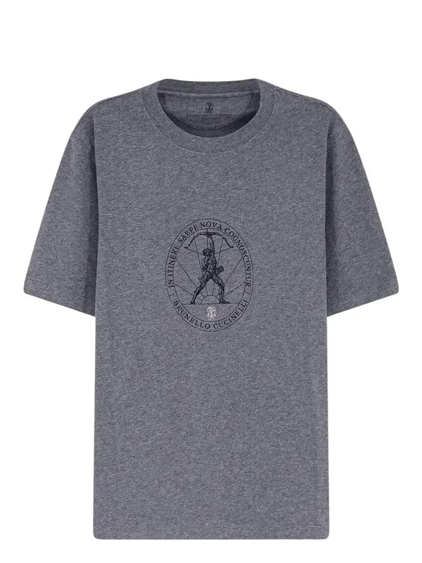 Brunello Cucinelli Cotton T-shirt With Front Print - Multicolor