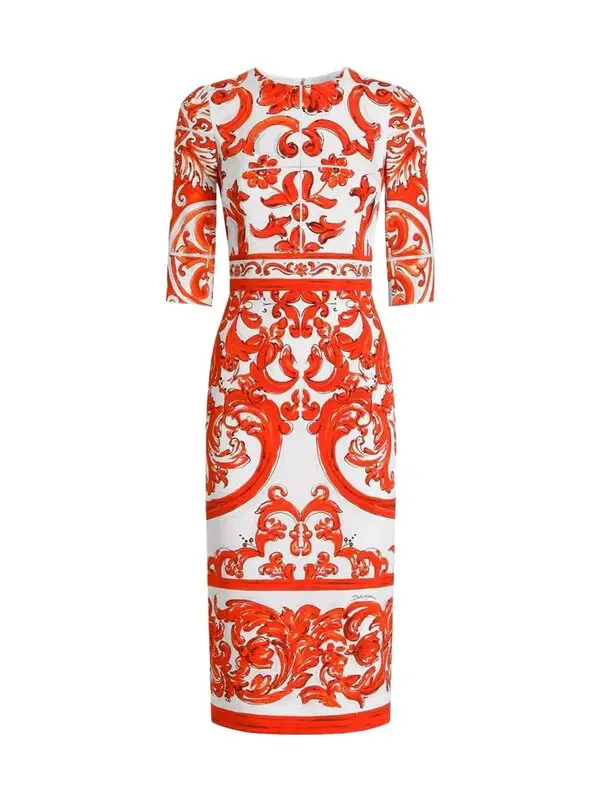 Dolce & Gabbana Maiolica Print Charmeuse Dress - Multicolor