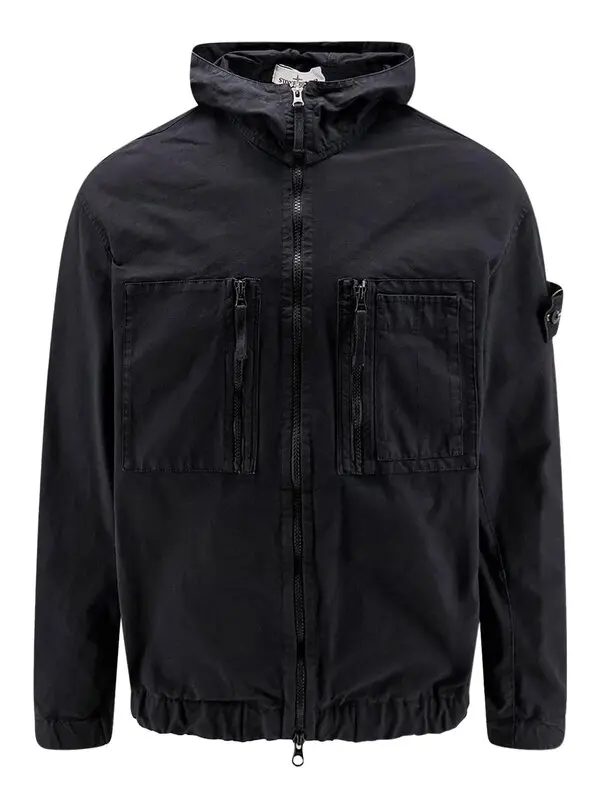 Stone Island Hooded Organic Cotton Jacket - Black