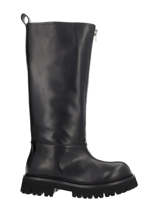 Moschino Leather Zipper Boots - Black