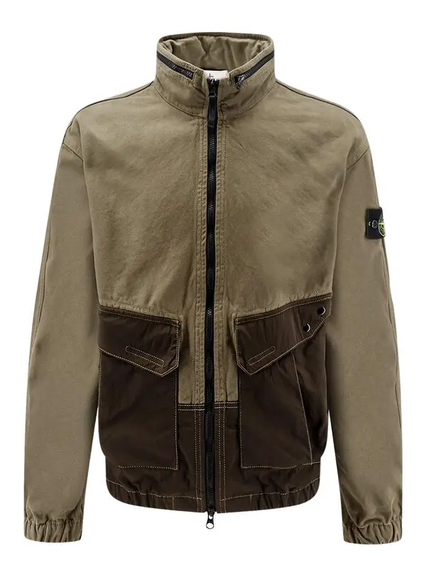 Stone Island Organic Cotton Jacket With Nylon Hood - Multicolor