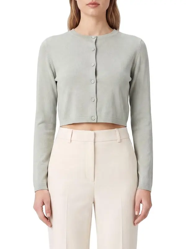 Max Mara Silk And Cashmere Crew Neck Cardigan - Green