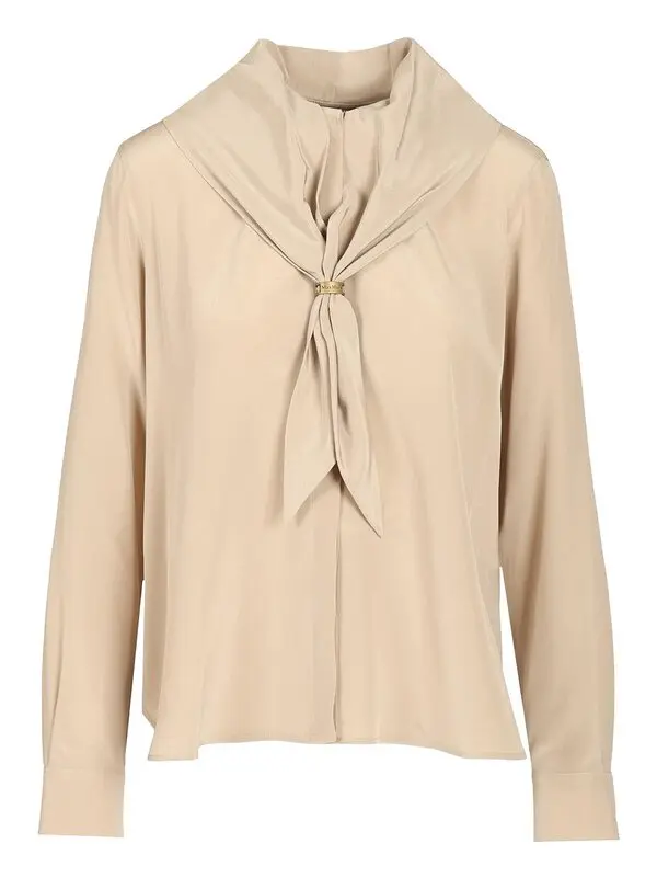 Max Mara Silk Shirt With Scarf - Cream