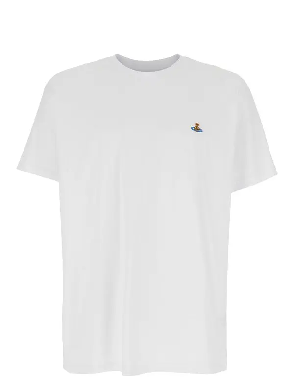 VIVIENNE WESTWOOD Crew Neck T-shirt With Orb Logo Detail On The Front In White Cotton For - Multicolor