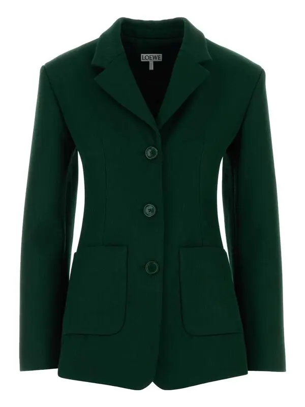 Loewe Dark Wool Blend Blazer - Green
