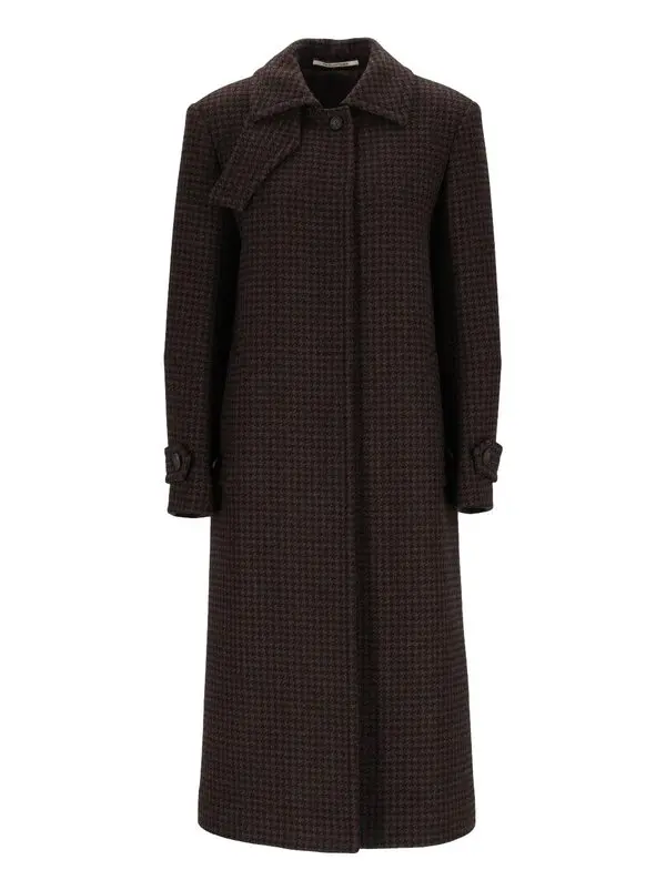 Tagliatore Bethany Virgin Wool Houndstooth Coat - Brown