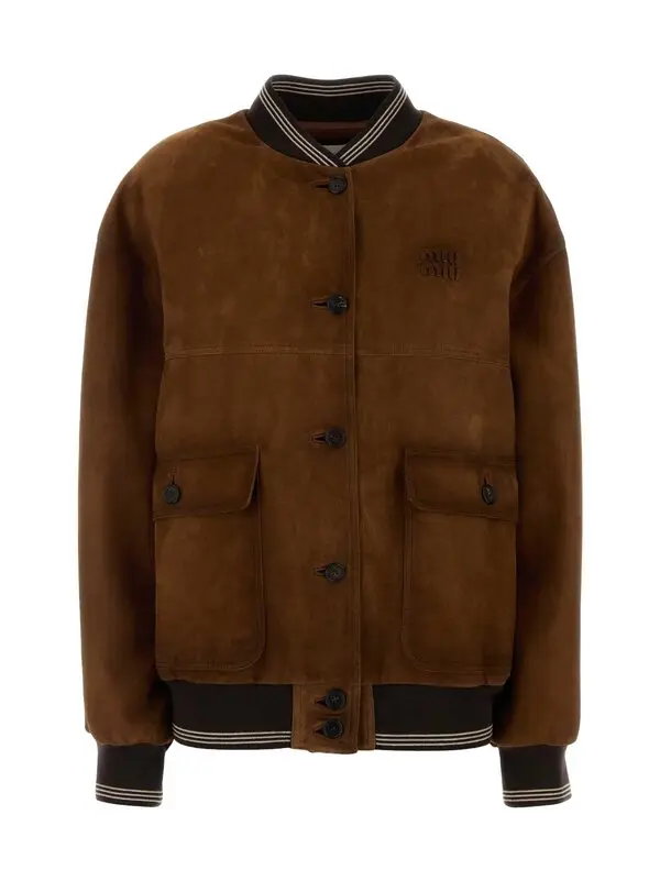 Miu Miu Suede Bomber Jacket - Brown