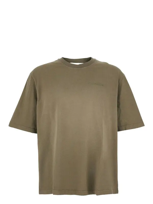 GOLDEN GOOSE Round Neck T-shirt With Logo Lettering Embroidery On The Front In Cotton For - Brown