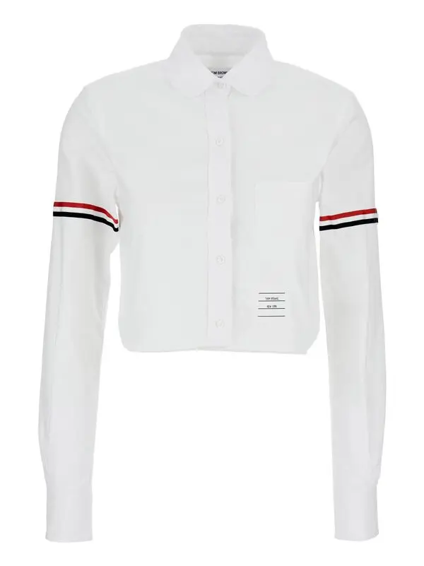 Thom Browne Classic Cropped Round Collar Shirt - Multicolor