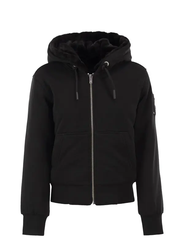 Moose Knuckles Classic Bunny Hooded Sweatshirt With Faux Fur Lining - Black