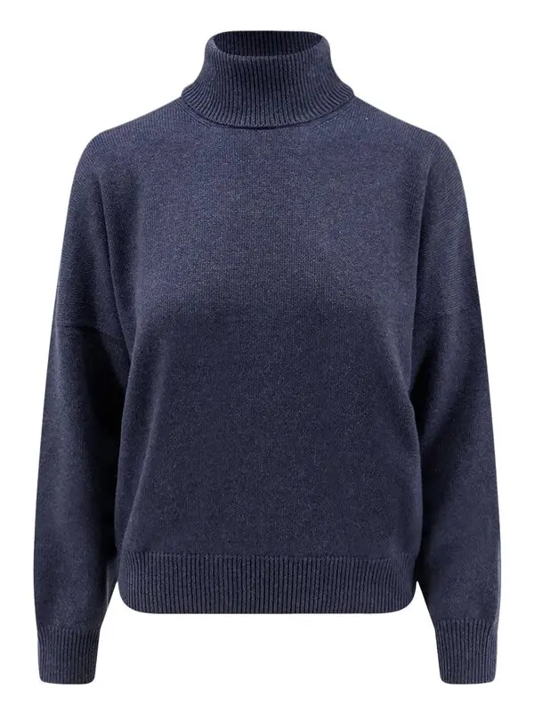Brunello Cucinelli Cashmere Turtleneck With Monili Detail On The Back - Multicolor