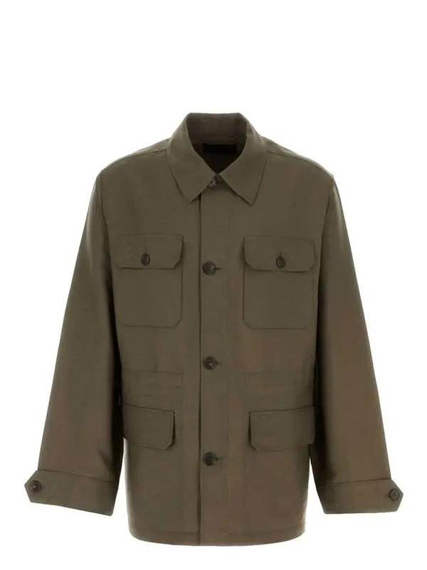 Prada Mohair Wool Blend Safari Jacket - Green