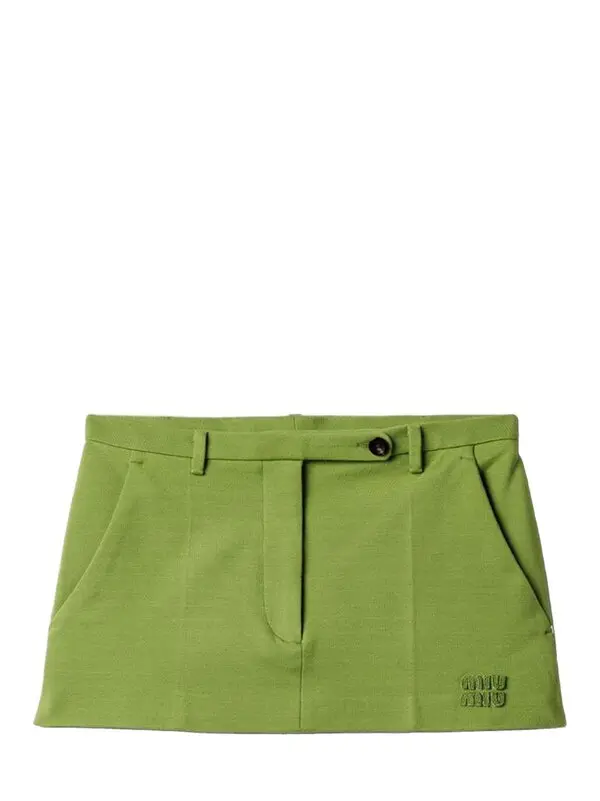 Miu Miu Viscose Blend Mini Skirt - Green
