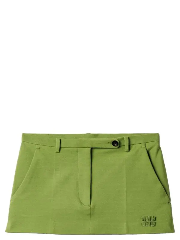 Miu Miu Viscose Blend Mini Skirt - Green