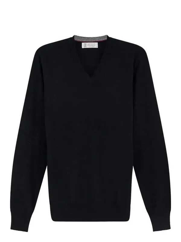 Brunello Cucinelli Cashmere V-neck Sweater - Black