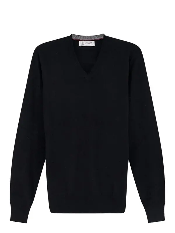 Brunello Cucinelli Cashmere V-neck Sweater - Black