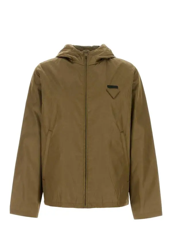 Prada Hooded Down Jacket In Re-nylon - Green