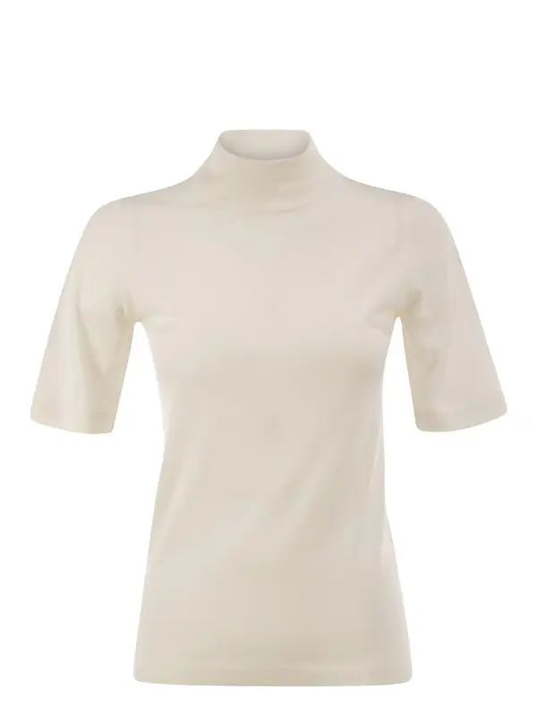 Brunello Cucinelli Cashmere And Silk High-neck Sweater - White