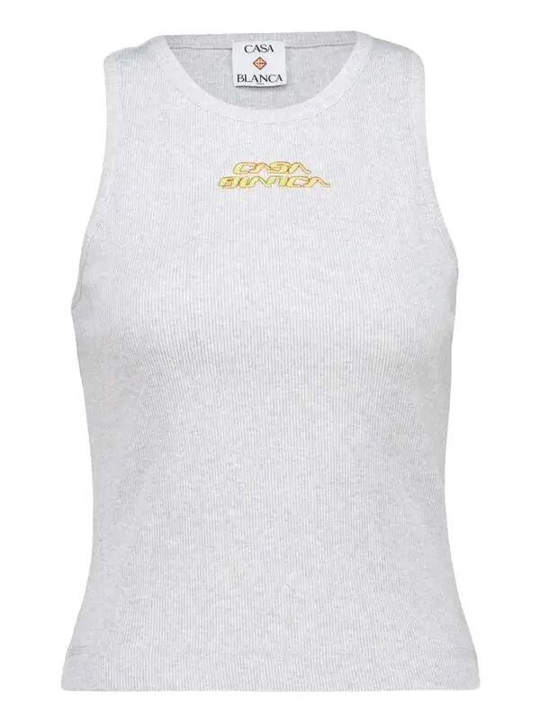 Casablanca Logo Print Ribbed Tank Top - Gray