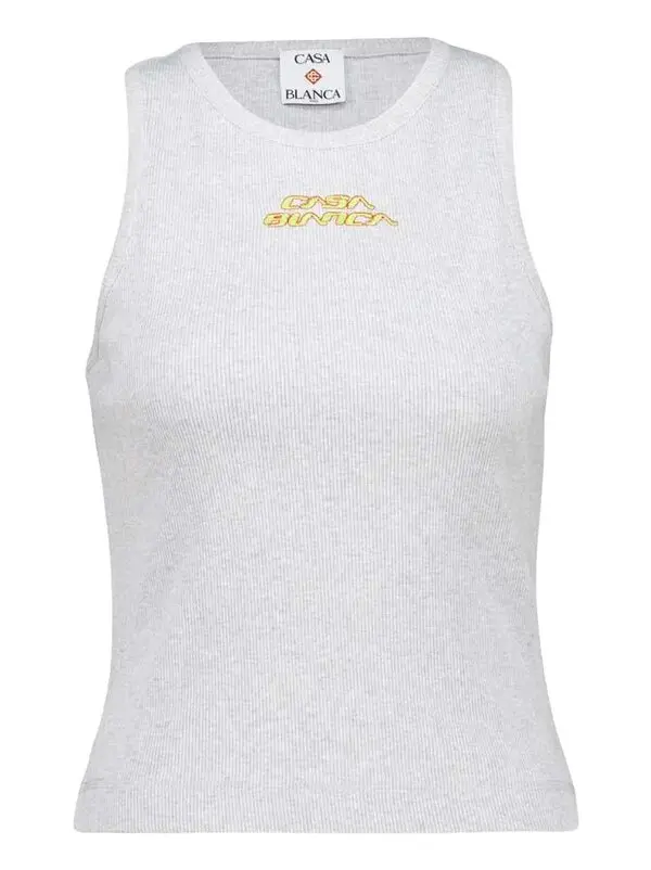 Casablanca Logo Print Ribbed Tank Top - Gray