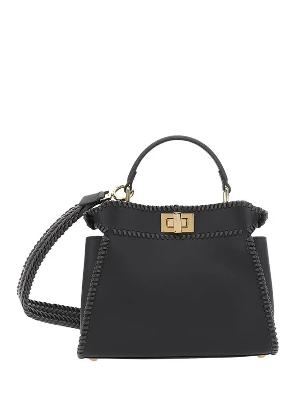 Fendi Leather Mini Peekaboo Handbag - Black