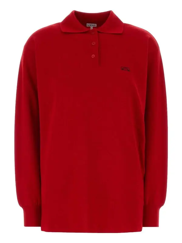 Loewe Red Stretch Cashmere Blend Polo Shirt - White