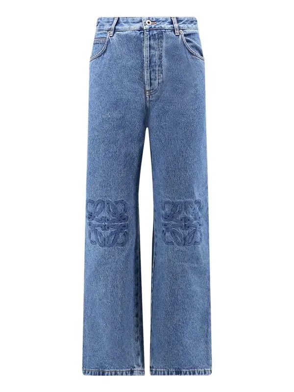 Loewe Anagram Baggy Jeans With Embroidery On The Front - Multicolor