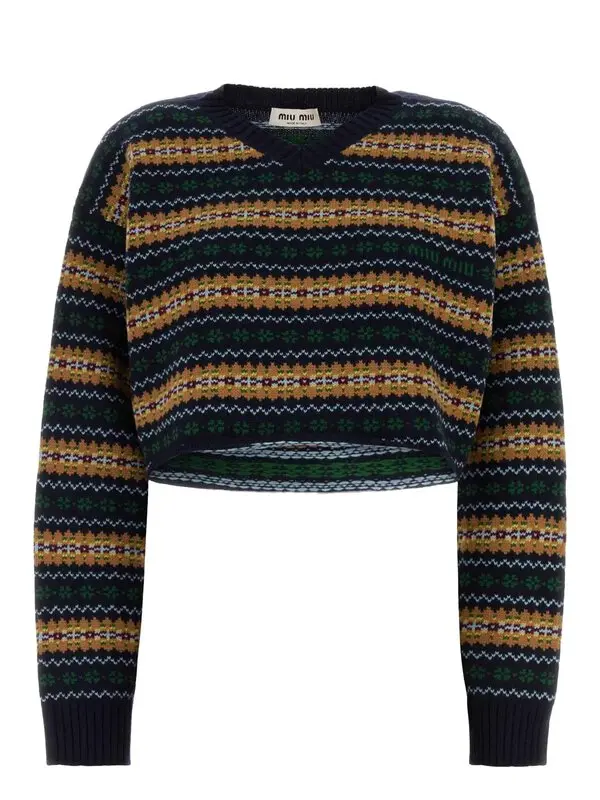 Miu Miu Embroidered Wool Sweater - Multicolor