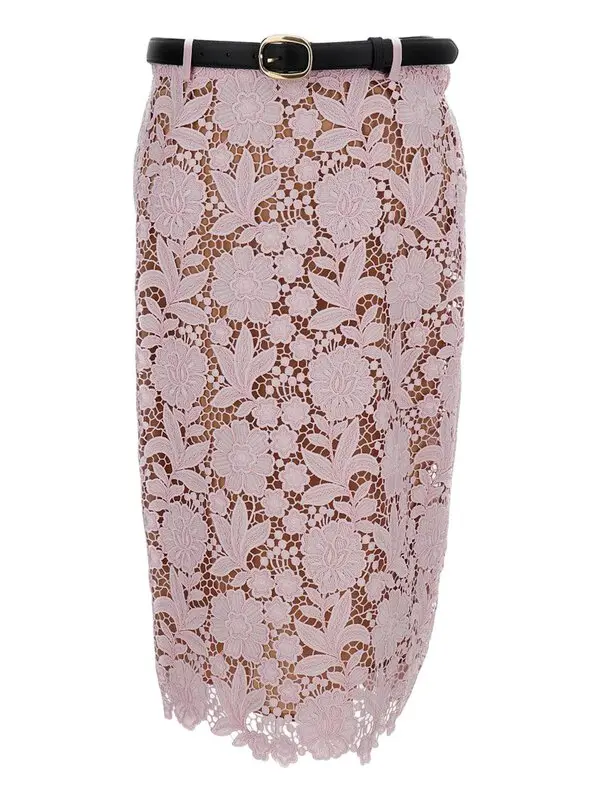 SELF-PORTRAIT Lace Midi Skirt - Multicolor