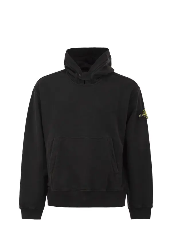 Stone Island Oversized Hoodie With Raglan Sleeves - Black