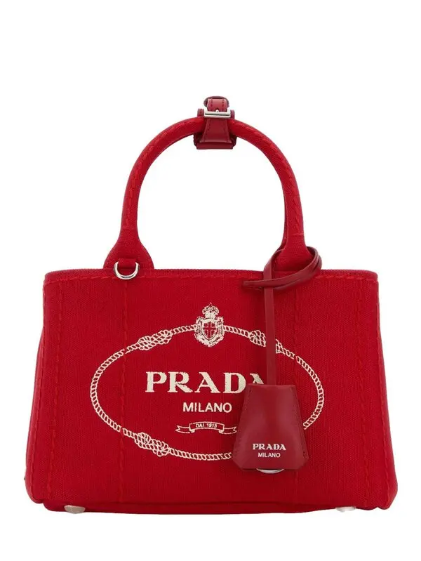 Prada Mini Jardinière Canvas Bag - Red