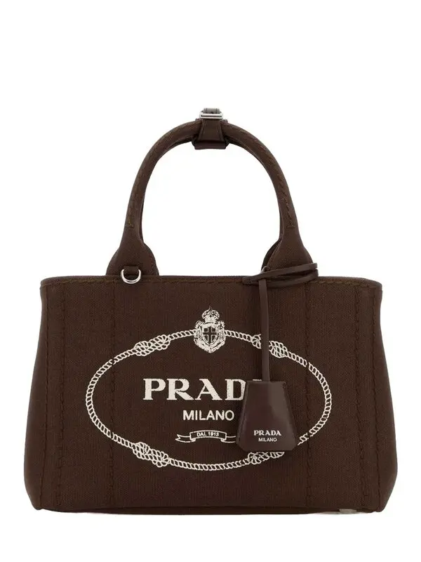 Prada Printed Logo Canvas Jardinière Bag - Brown