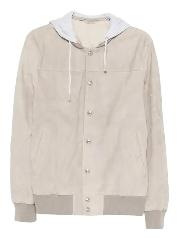 Eleventy Hooded Suede Jacket - Green