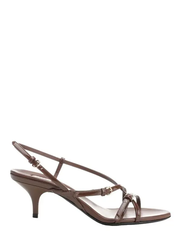 Miu Miu Patent Leather Sandals With Mini Buckles - Brown