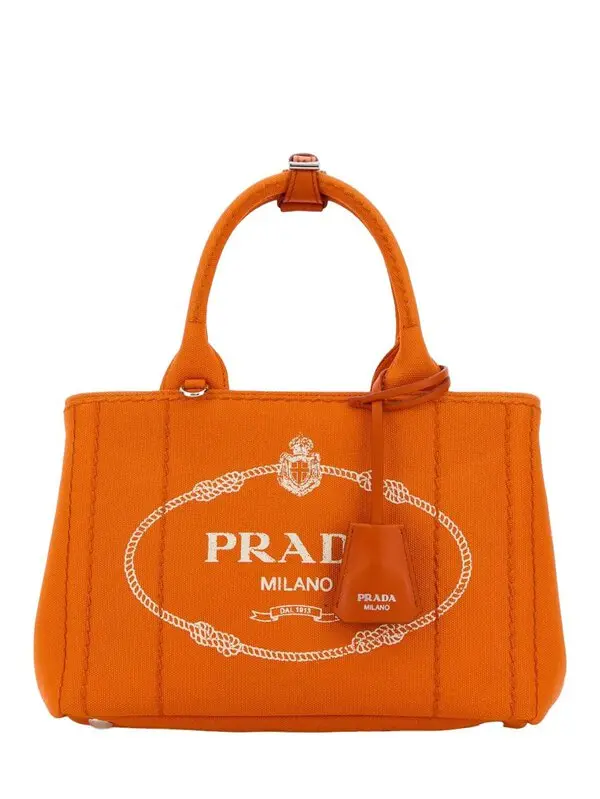 Prada Printed Logo Jardinière Handbag - Orange