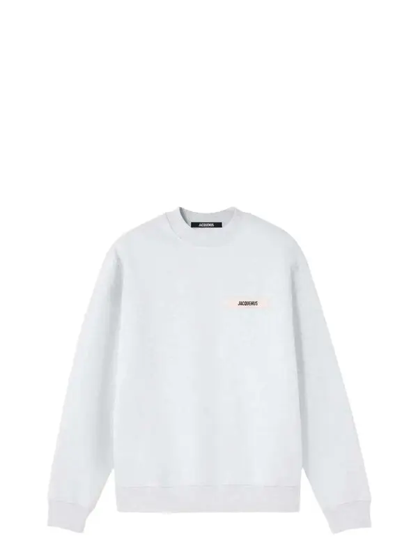 Jacquemus Crewneck Sweatshirt With Logo And Patch - Gray