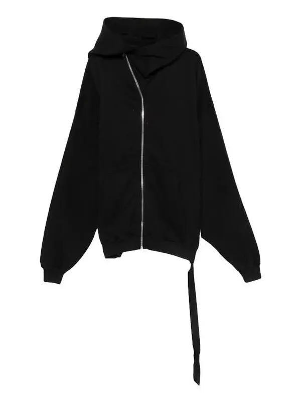 Rick Owens Cotton Jersey Asymmetric Hoodie - Black