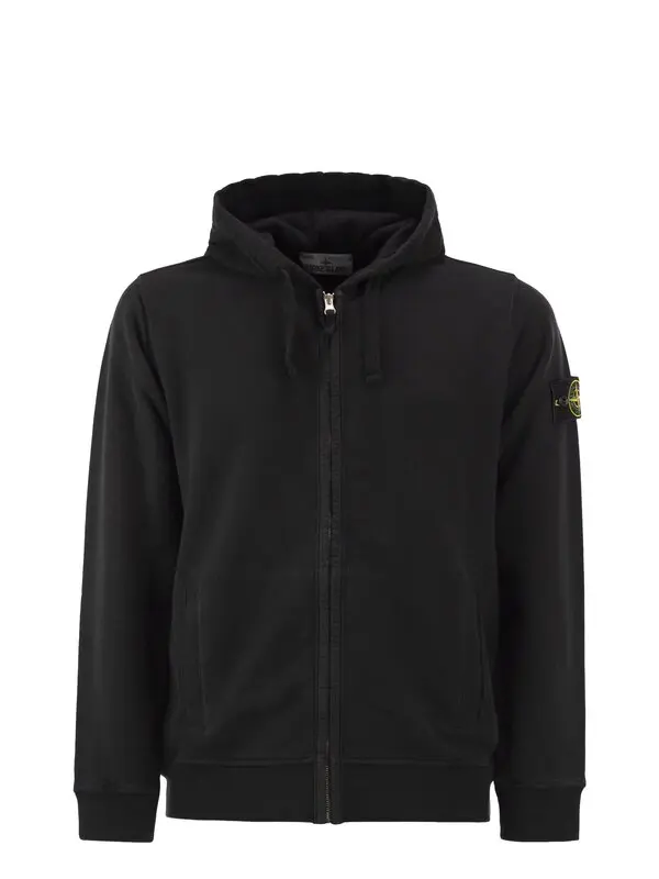 Stone Island Regular Fit Hooded Sweatshirt - Black